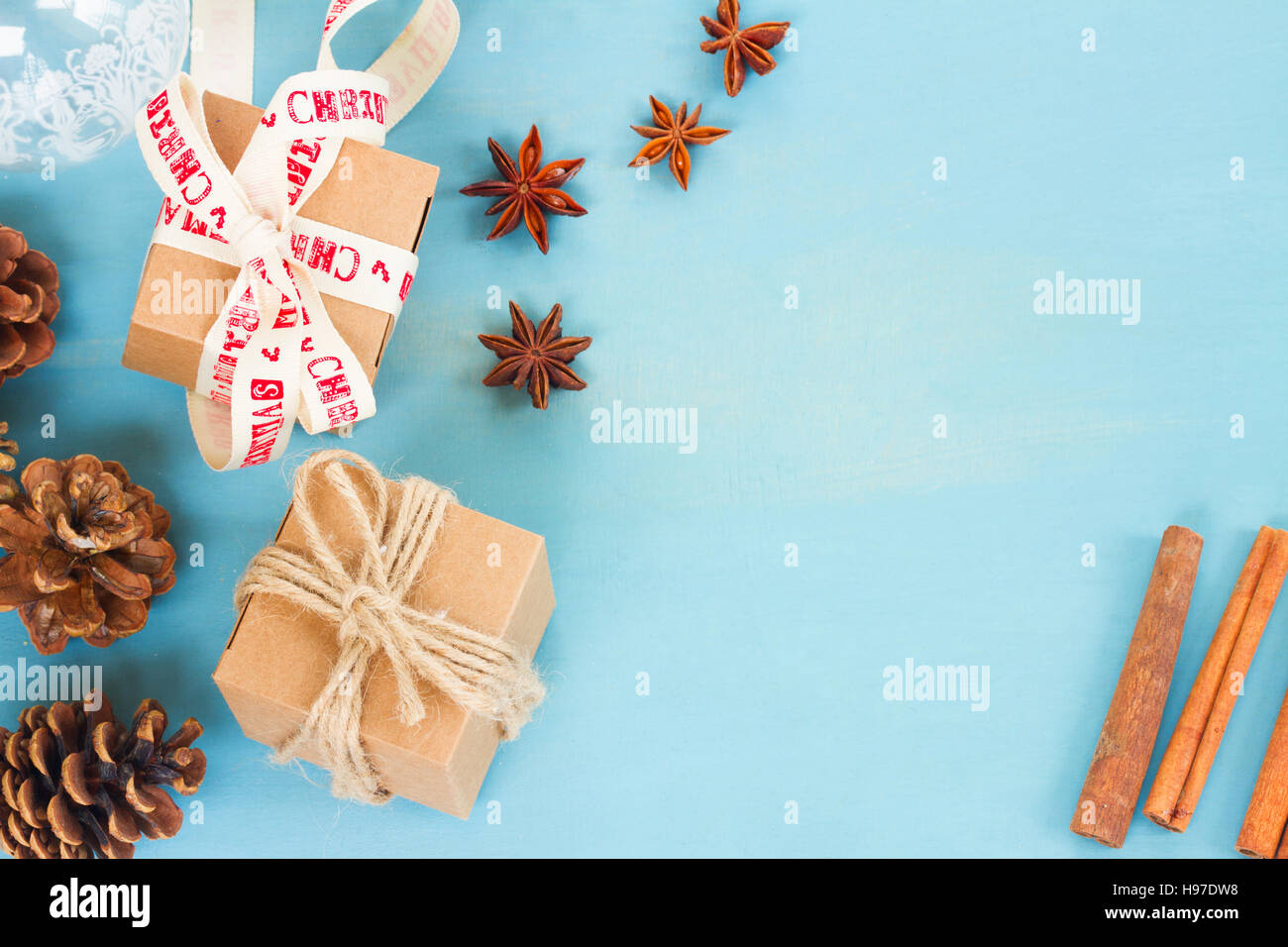 Blue rustic christmas Stock Photo - Alamy
