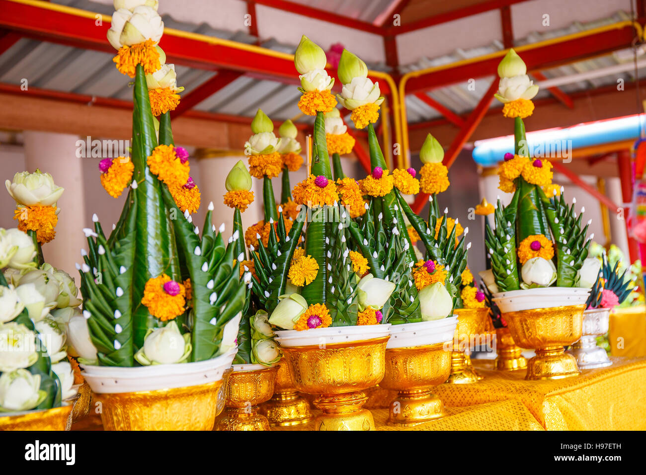 Banana leaf for rituals in Thailand Stock Photo - Alamy