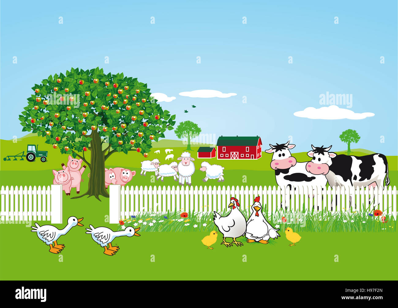 Animals on farm, cartoon Stock Photo - Alamy