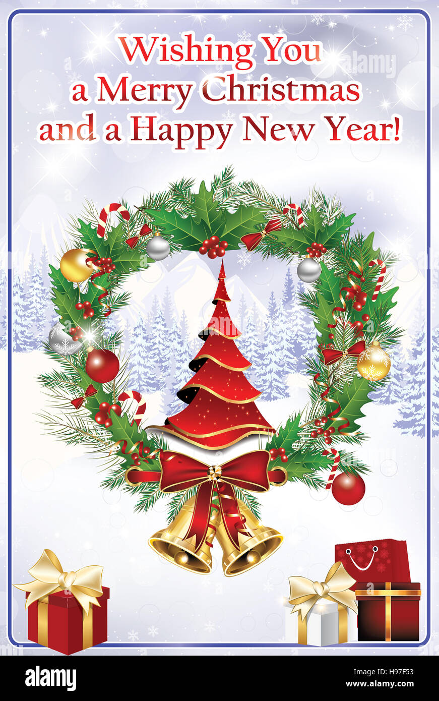 Elegant business winter holiday greeting card: We wish you Merry ...