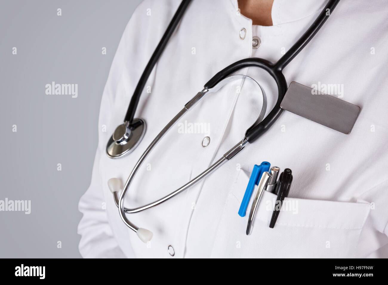 Close up of a woman doctor wearing a stethoscope Stock Photo - Alamy