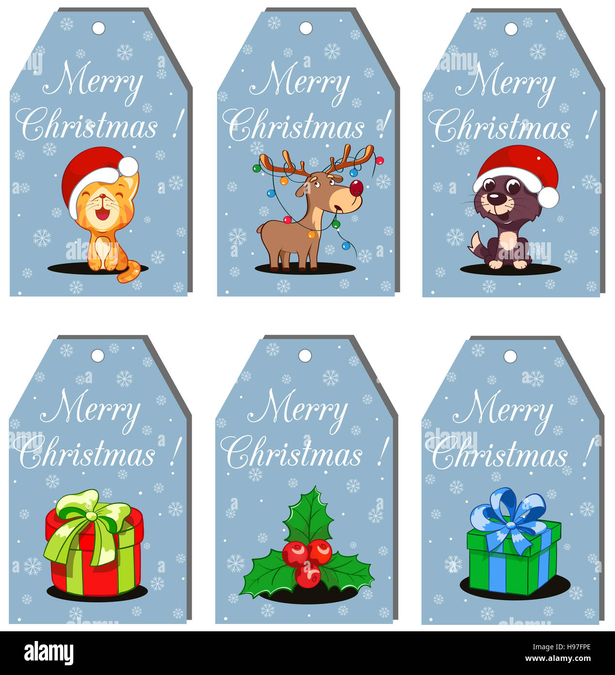 Christmas Gift Tags and Labels. illustration with lettering Stock Photo ...