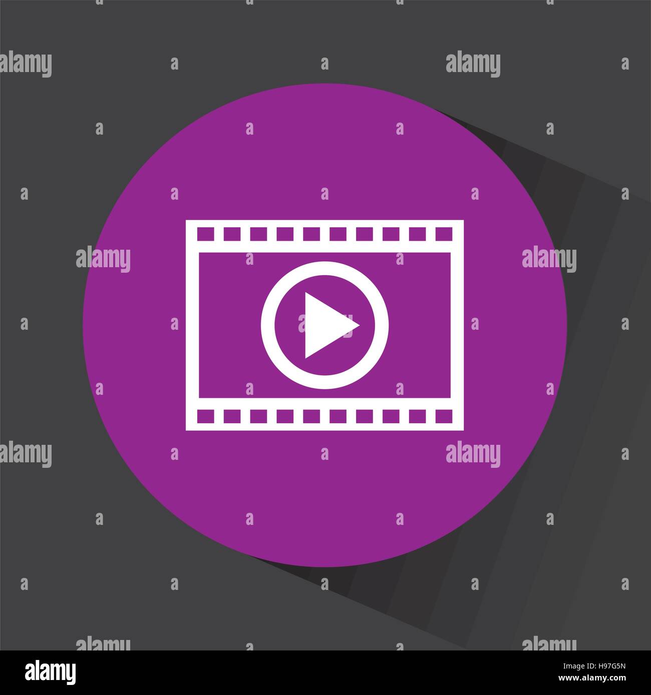 video media player icon inside purple circle over black background ...