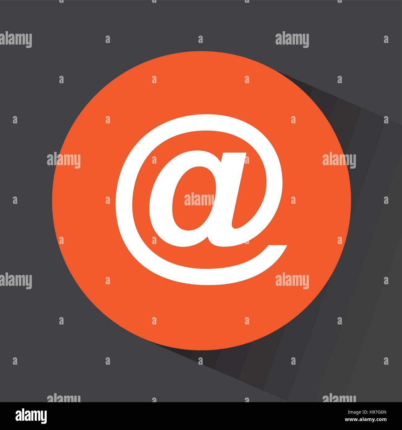 at symbol inside orange circle over black background. vector ...