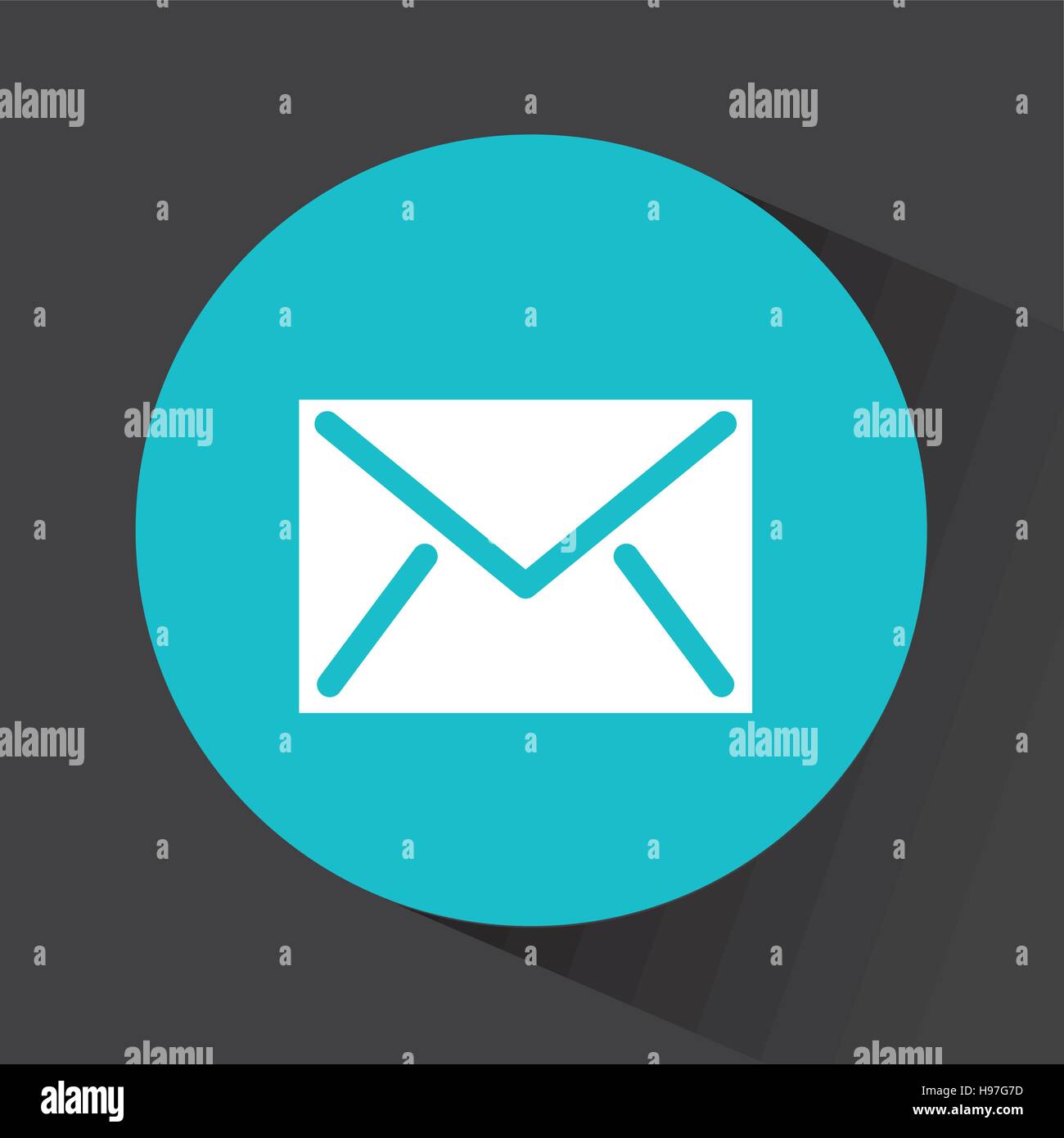 envelope icon in blue circle over black background. vector illustration ...