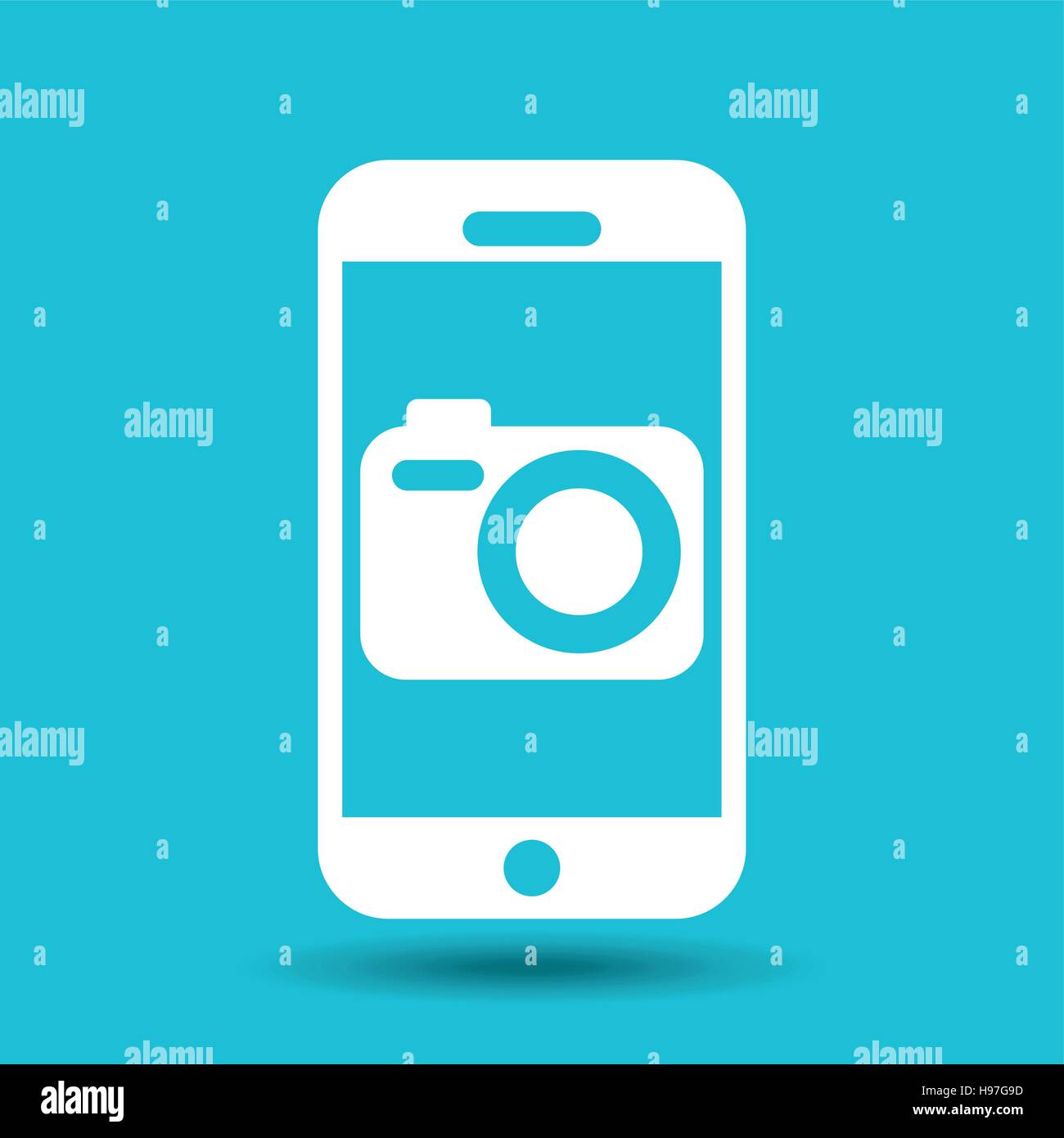 smartphone device with camera icon over background. vector illustration ...