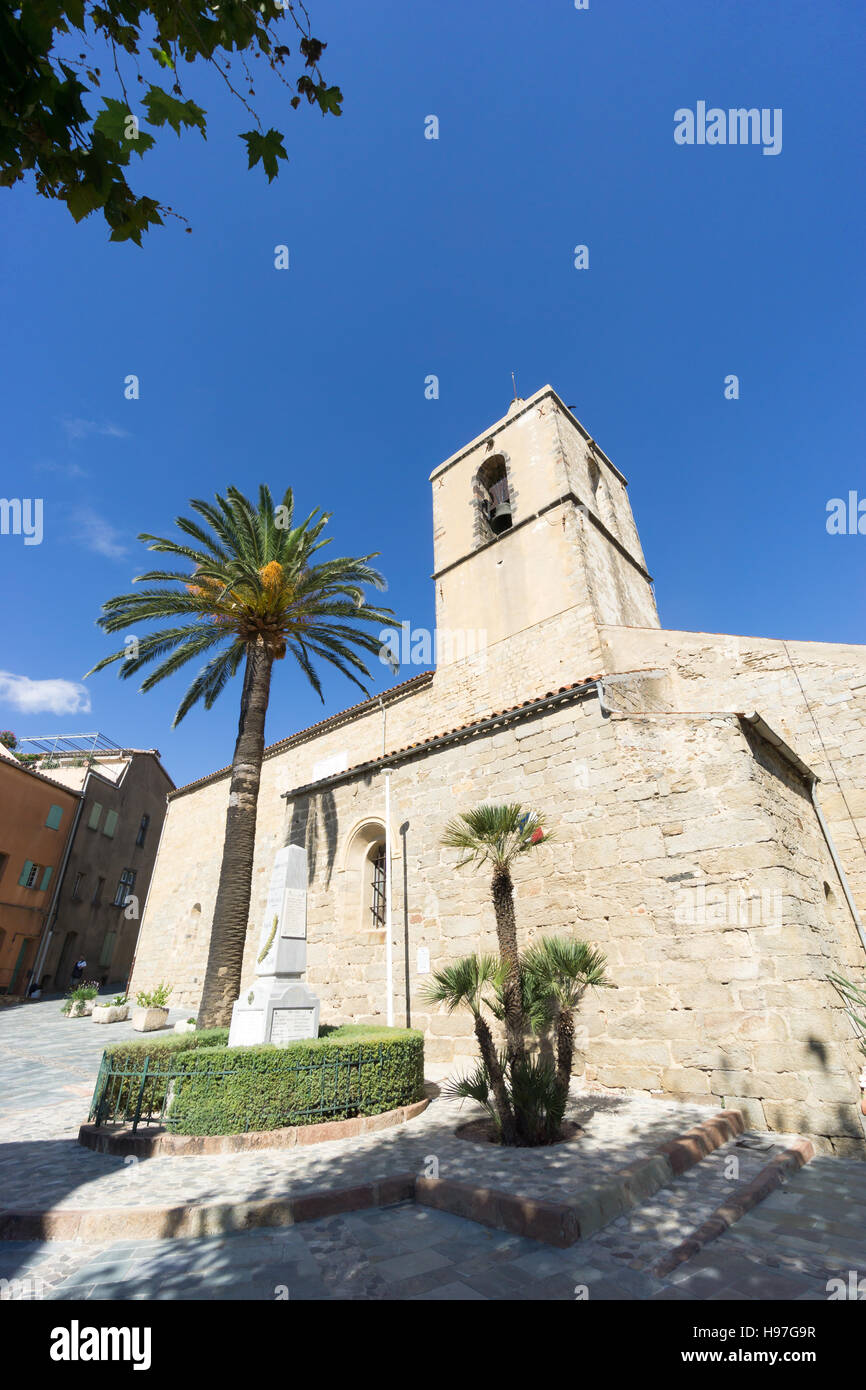 In the village of Grimaud, Var, South of France, the church of Saint ...