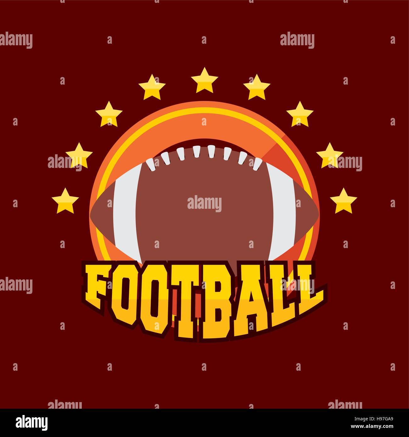 american football ball sport equipment with decorative stars. colorful ...