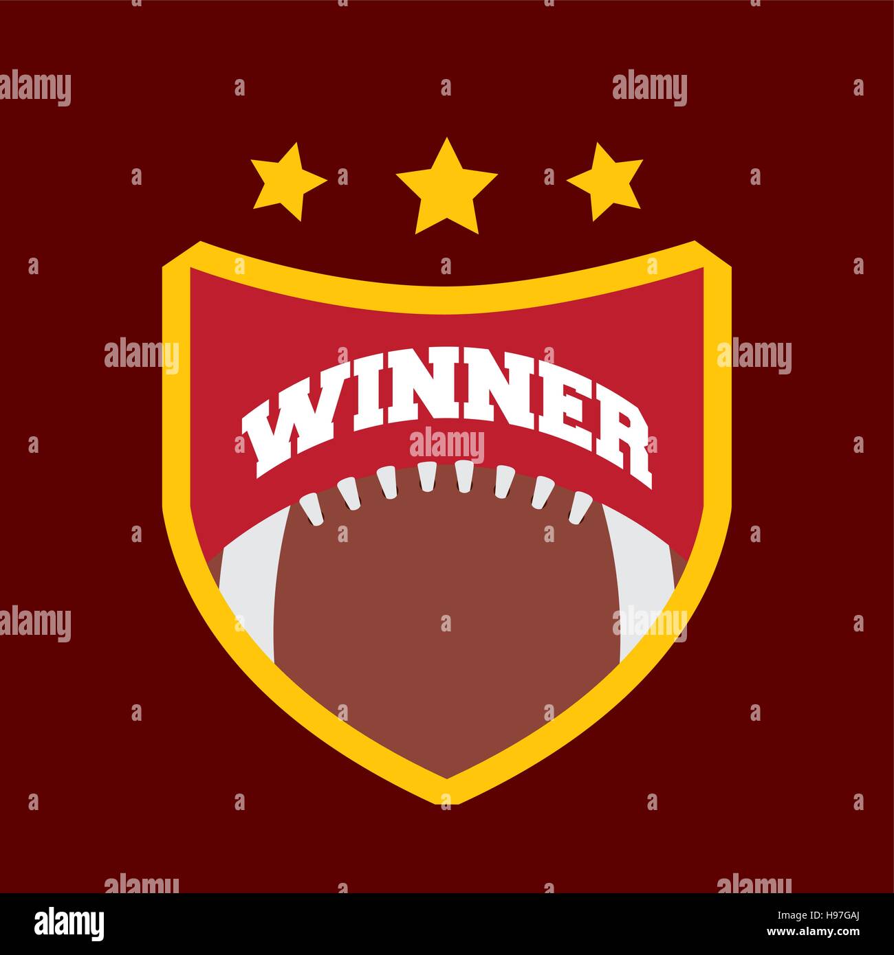 american football shield with winner and ball icons and decorative ...