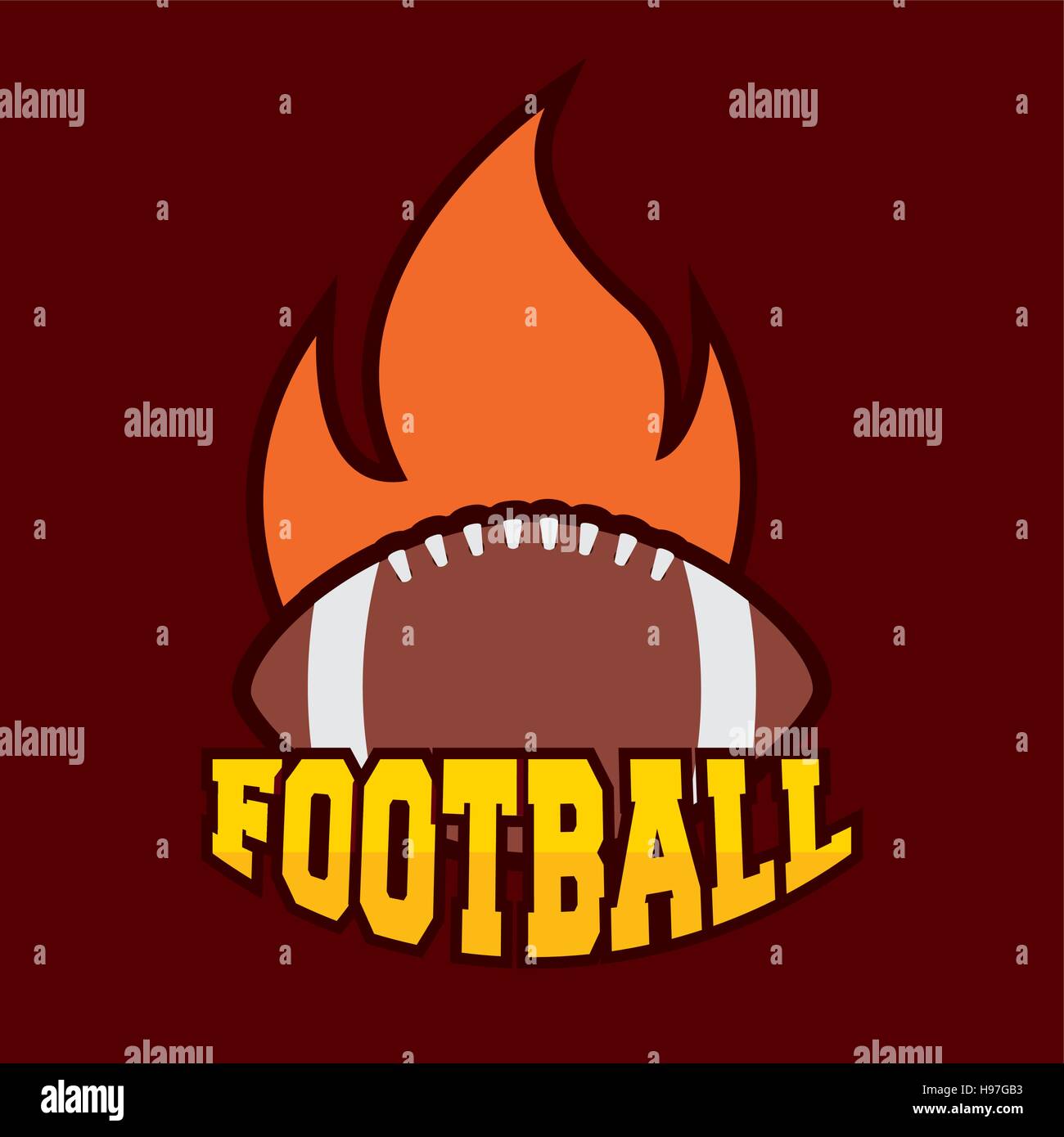 american football ball with flame. colorful design. vector illustration ...