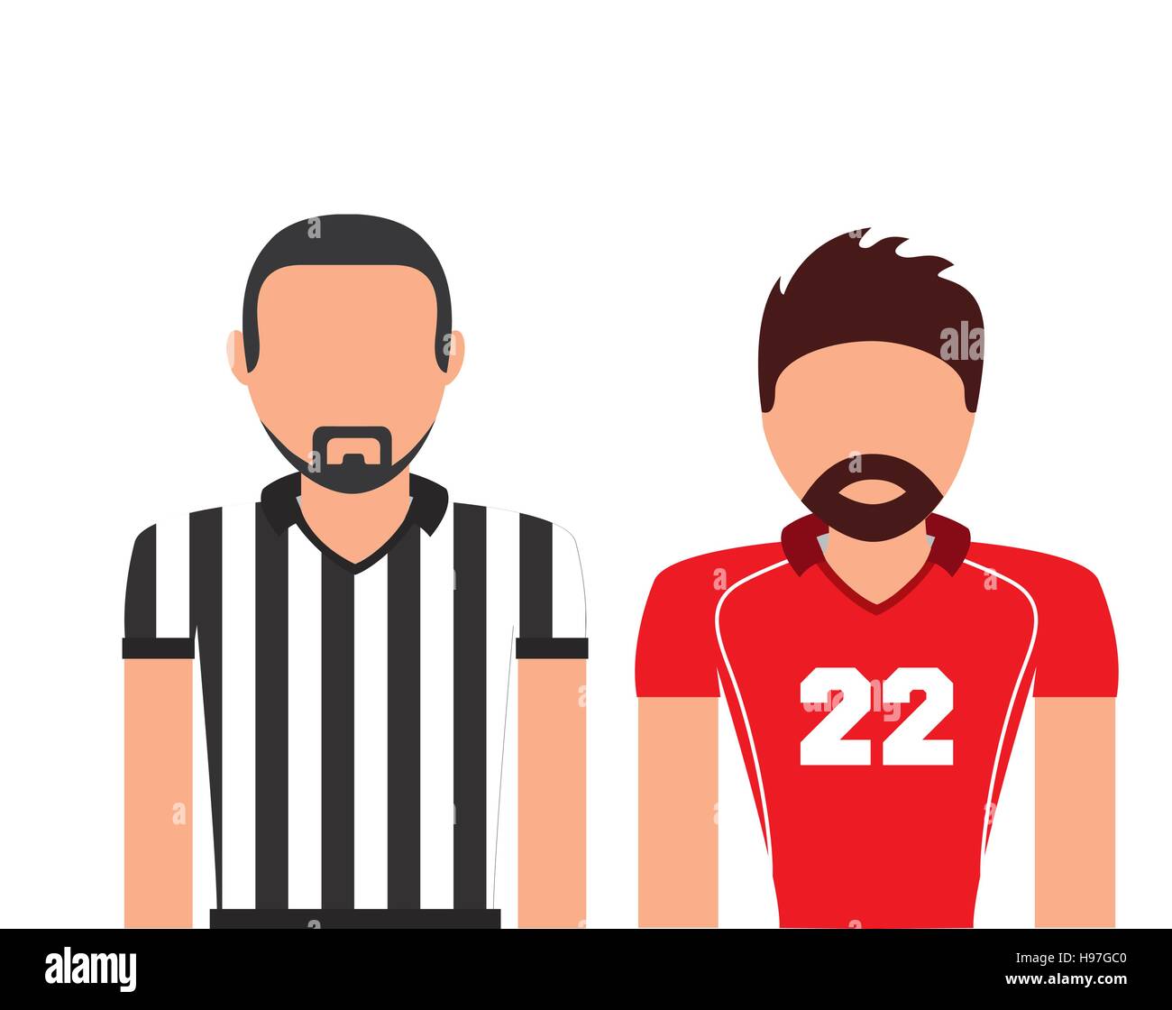 american football player and referee over white background. colorful ...
