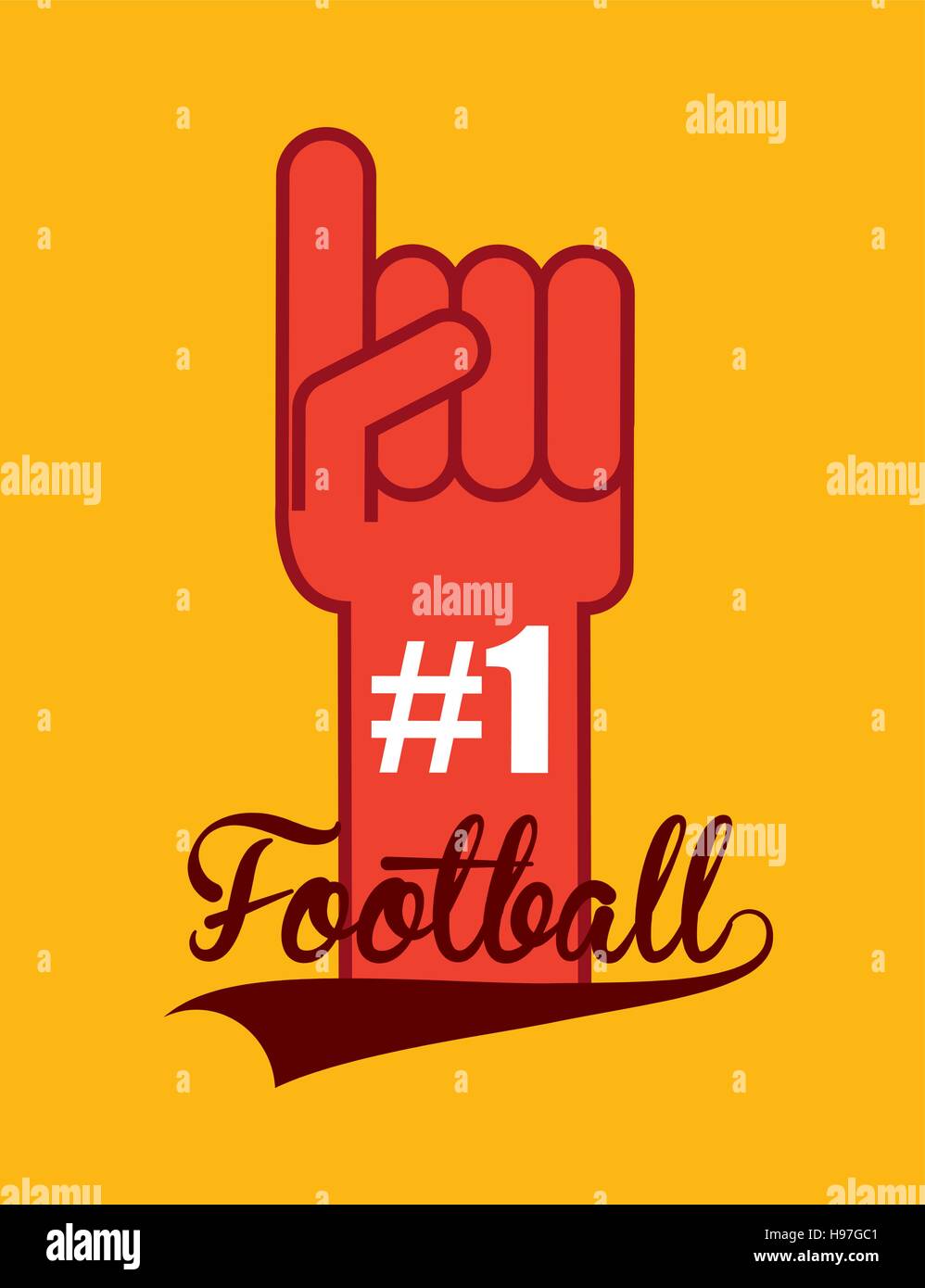 american football number one finger icon over white background ...
