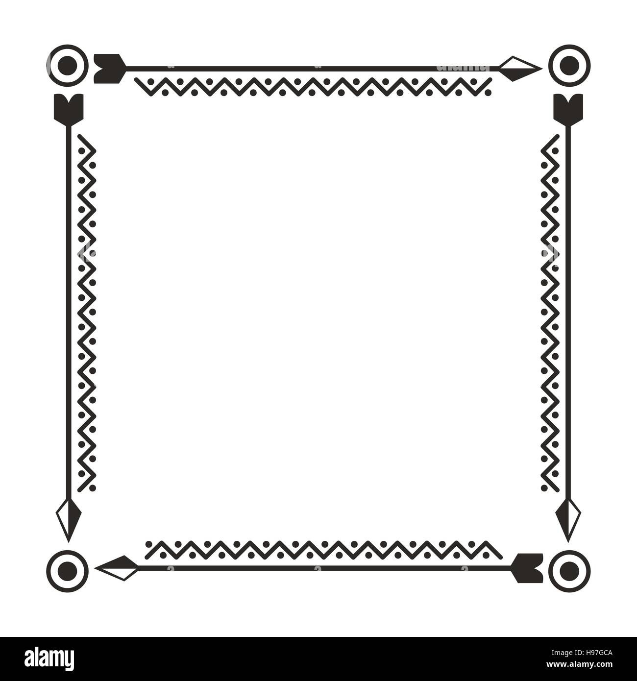 decorative square frame. boho style design. vector illustration Stock ...