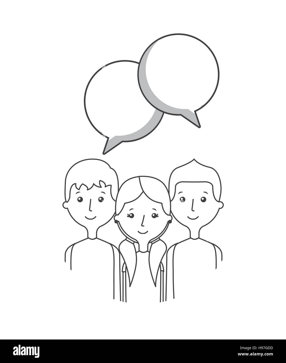cartoon people with communication bubbles over white background. vector ...