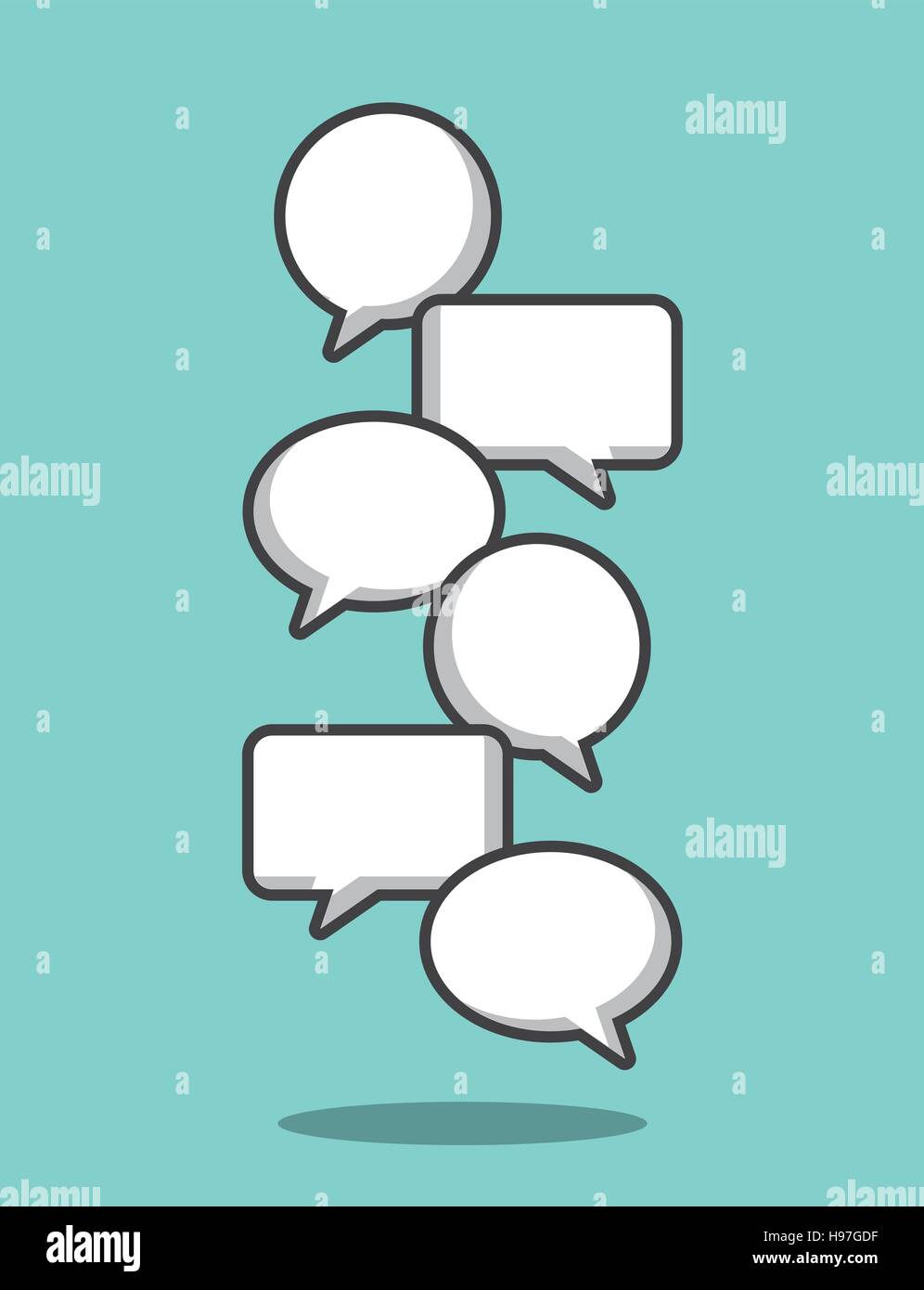 different types communication bubbles over blue background. vector ...