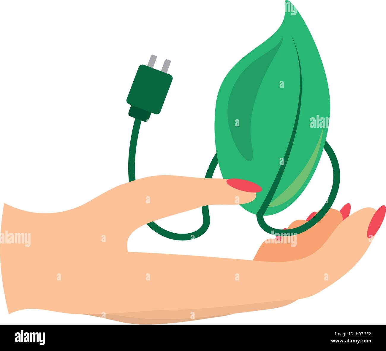 hand human with leaf icon Stock Vector Image & Art - Alamy