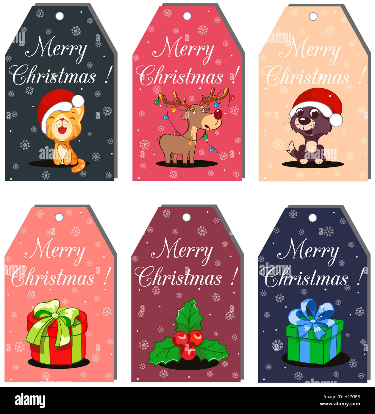 Christmas Gift Tags and Labels. illustration with lettering Stock Photo ...