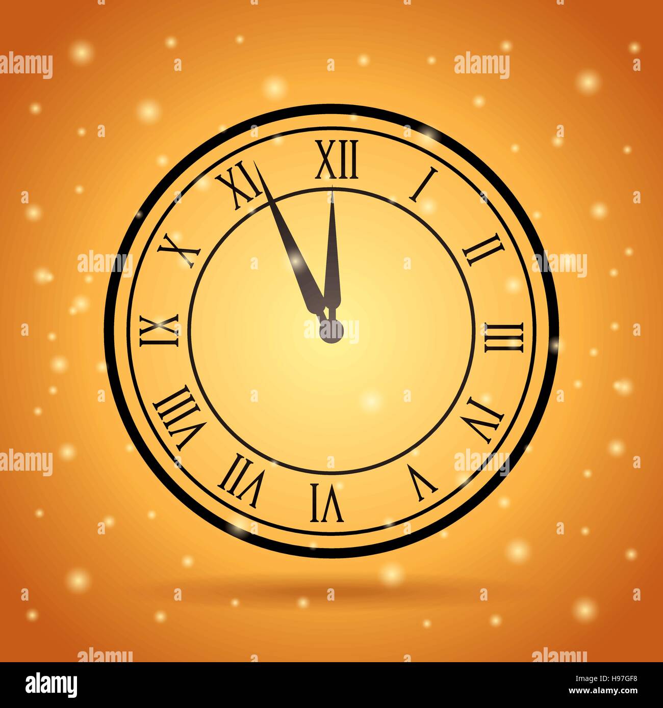 Clock device time over yellow background. vector illustration Stock ...