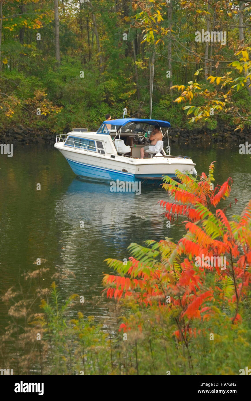 Private boat on Erie Canal, Old Erie Canal State Historic Park, New ...