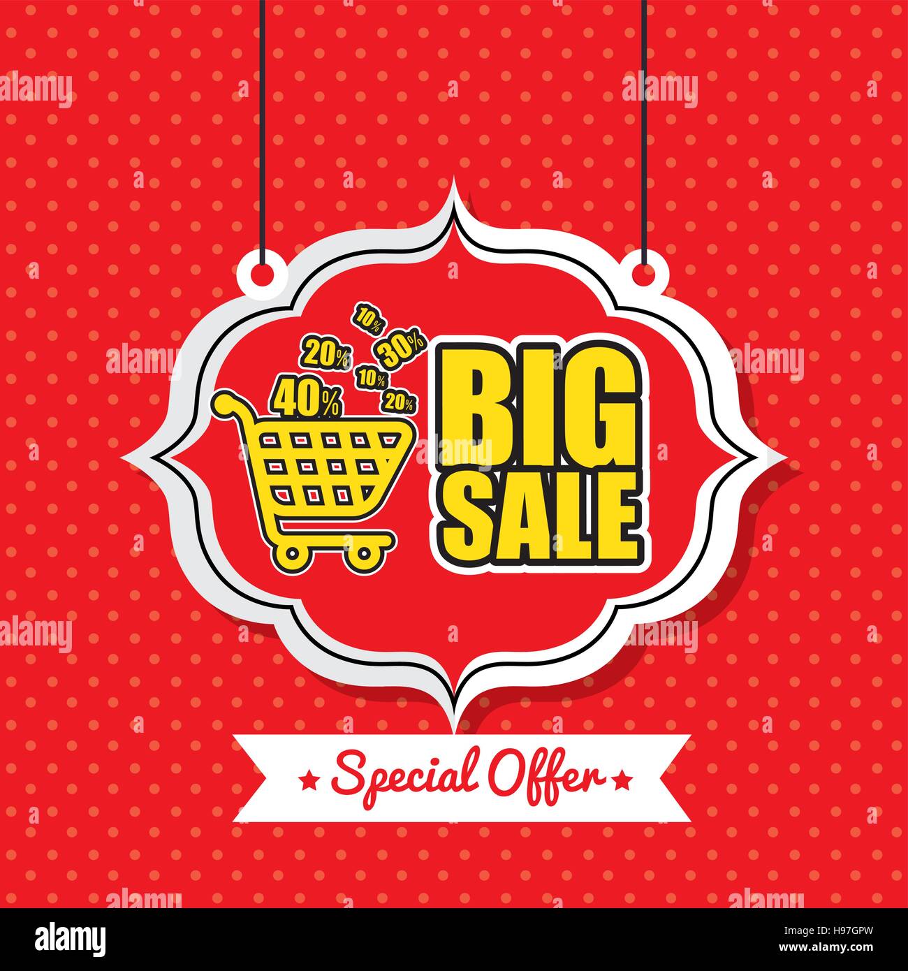 poster big sale shop cart vintage red polka dot vector illustration eps ...