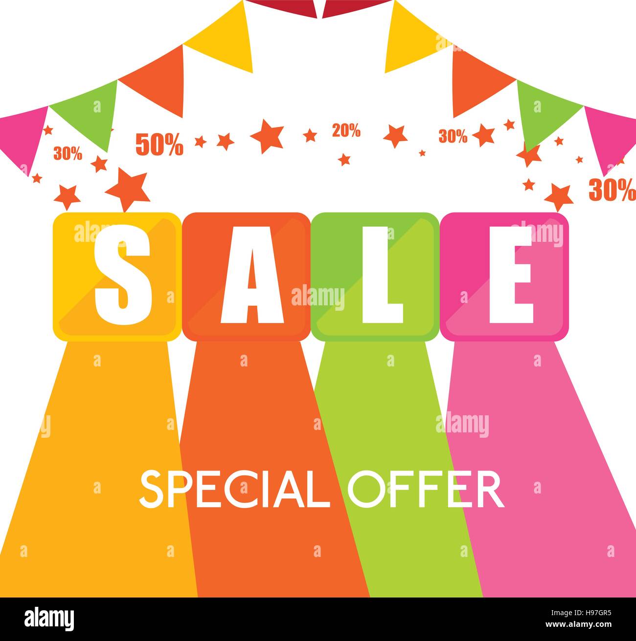 special offer sale cubes color garlands star confetti vector ...