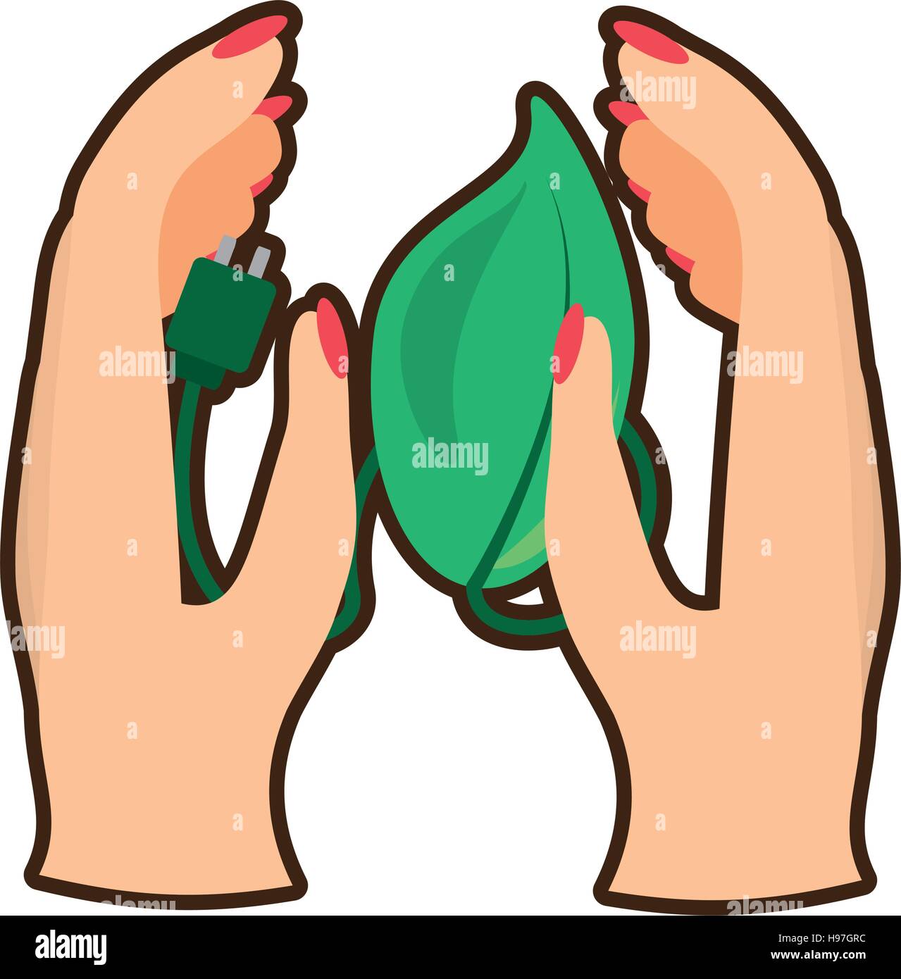 hand human with leaf icon Stock Vector Image & Art - Alamy