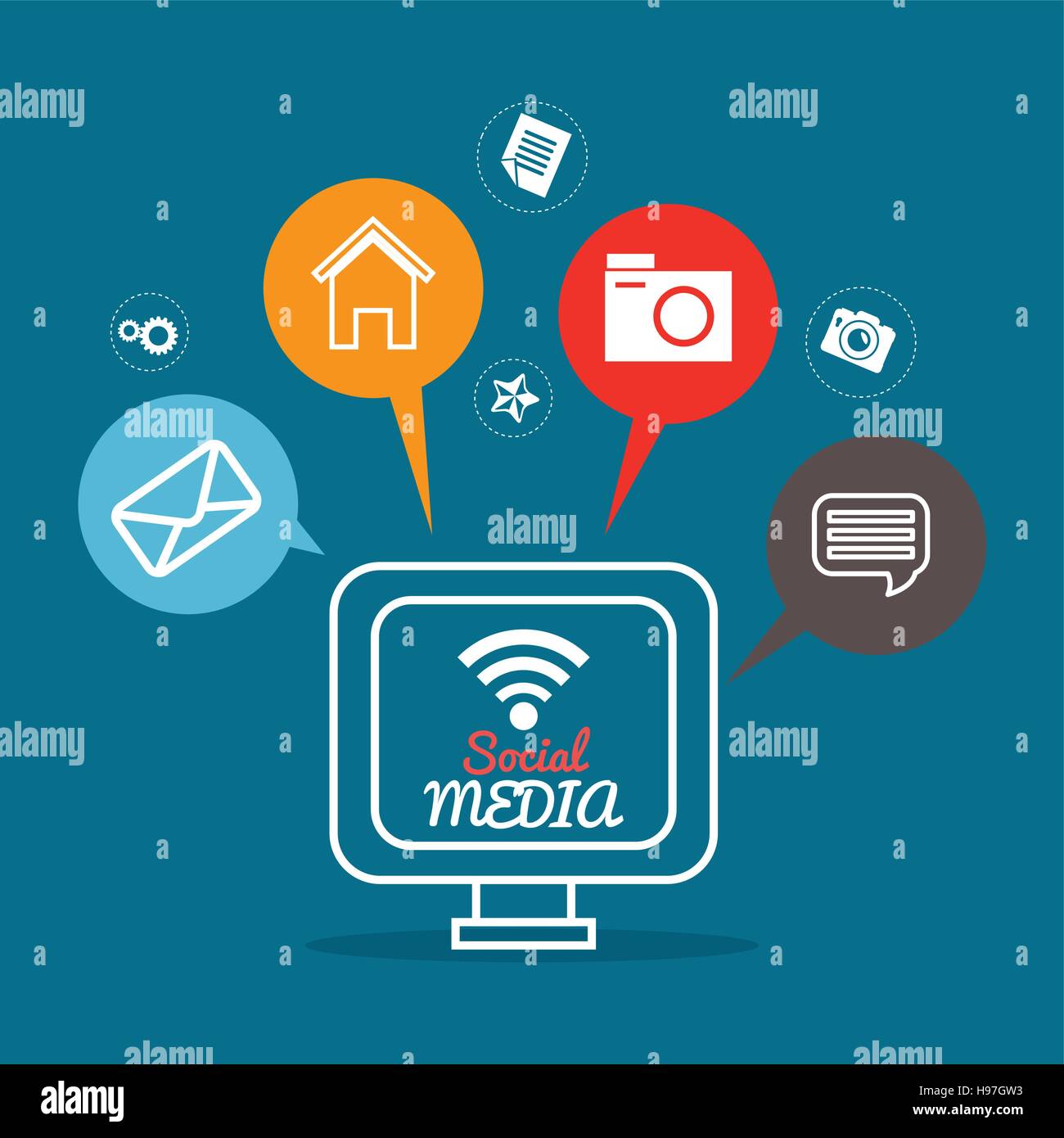 screen computer internet social media apps vector illustration eps 10 ...