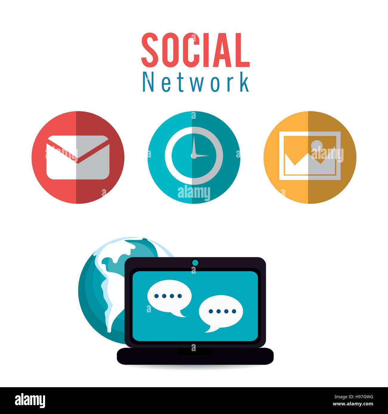 social network computer dialogue world vector illustration eps 10 Stock ...