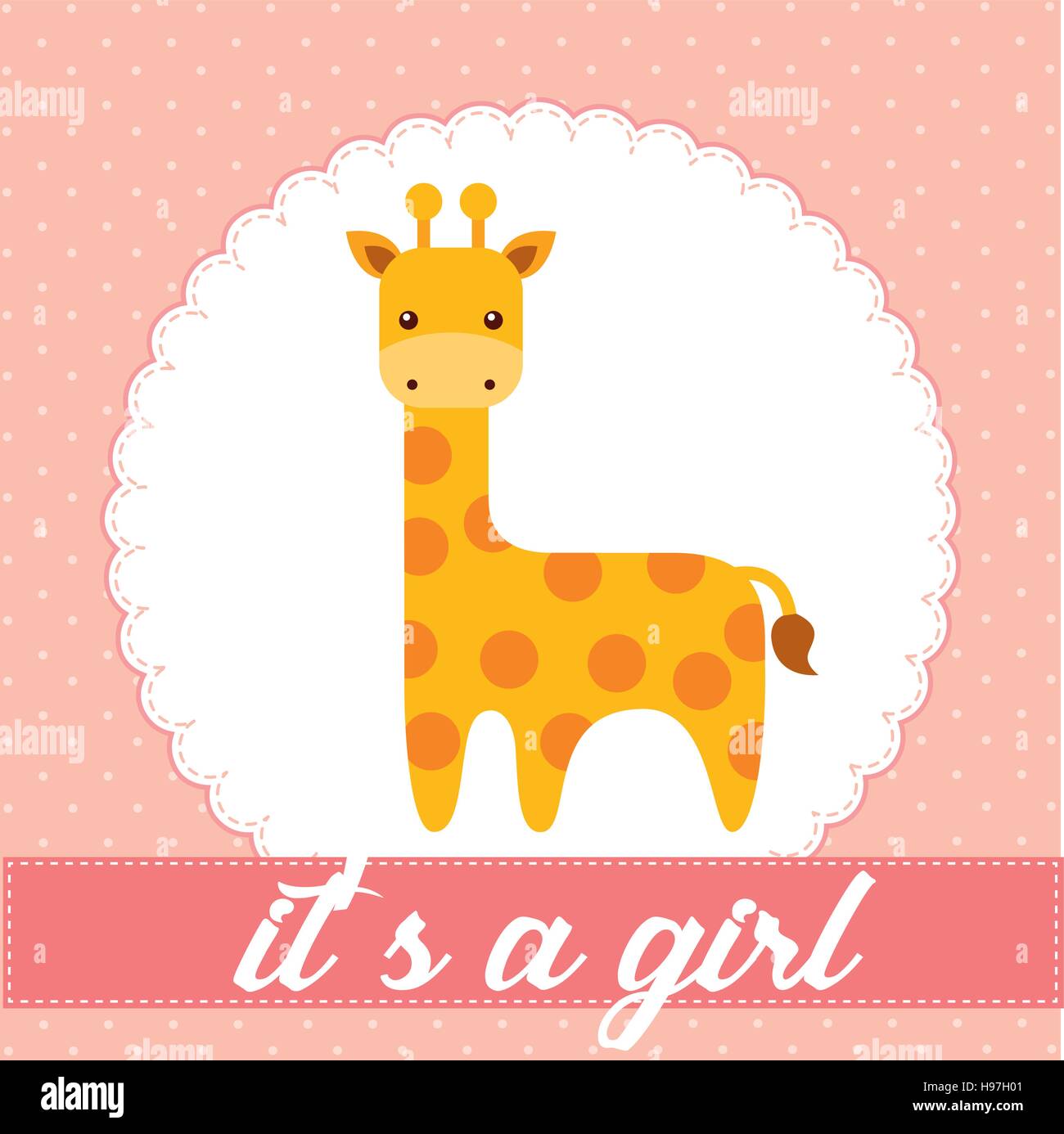 baby shower card with cute giraffe icon. colorful design. vector ...