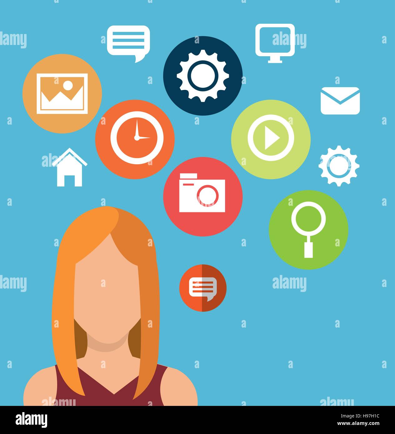 character woman social media icons vector illustration eps 10 Stock ...
