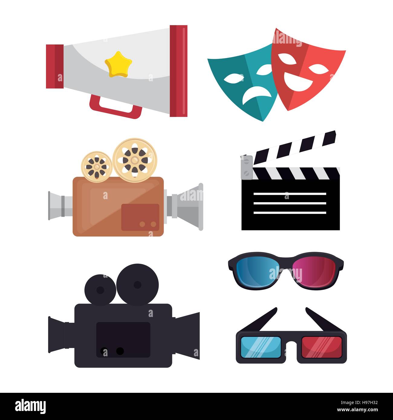 hand draw mask glasses speaker reel ticket vector illustration eps 10 ...