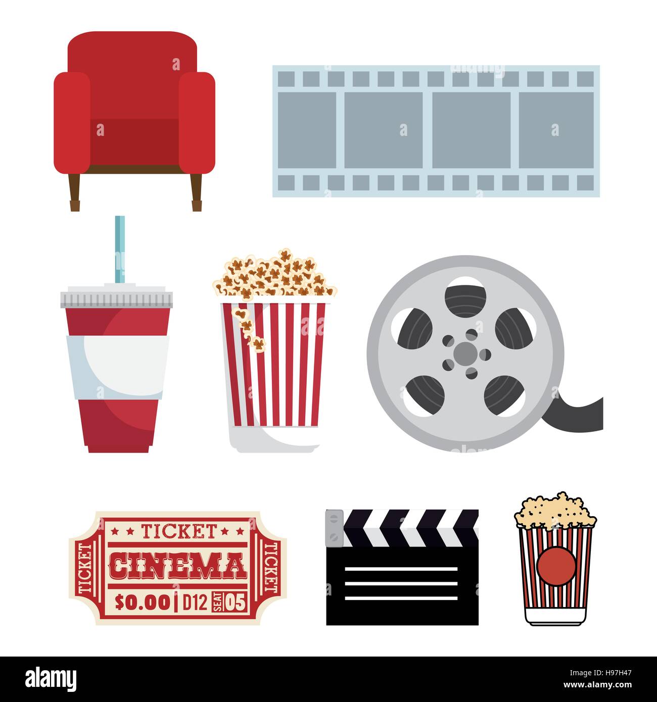 set movie cinema symbol icons vector illustration eps 10 Stock Vector ...