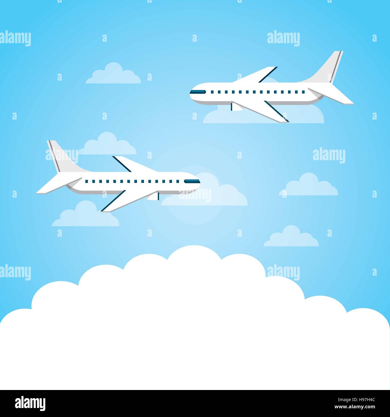 airplanes flying in the sky. colorful design. vector illustration Stock ...