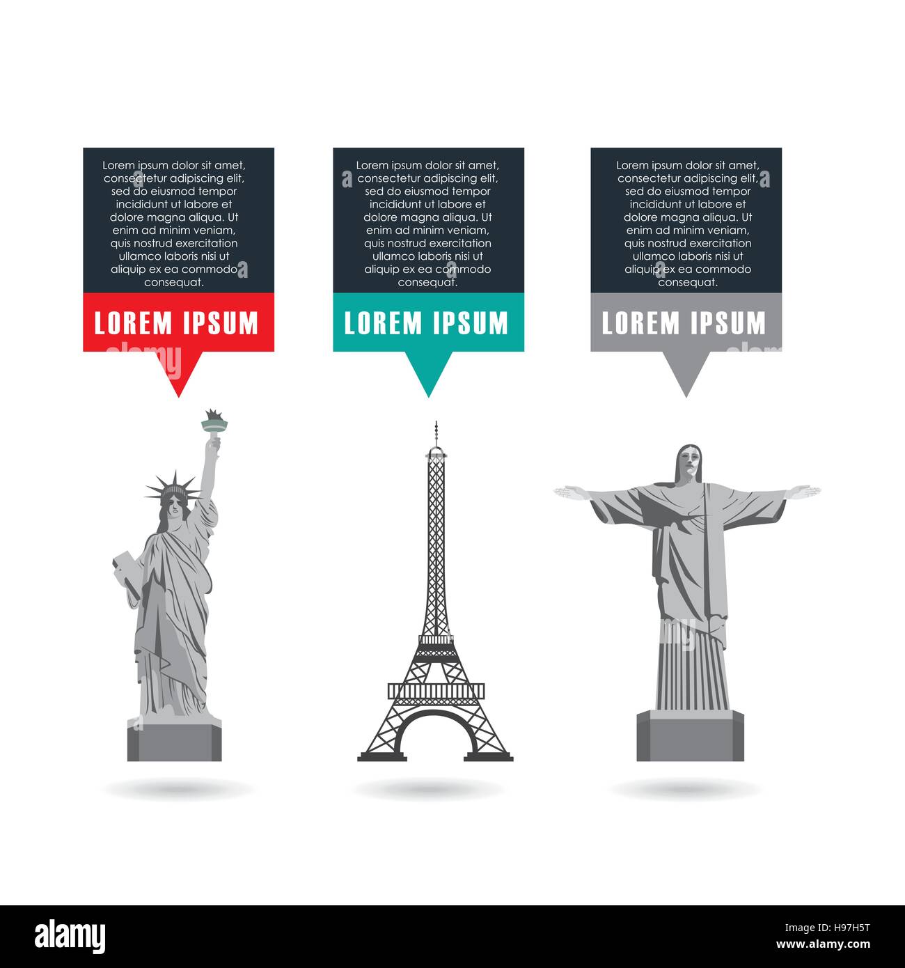 infographic presentation of iconic monuments of the world. colorful ...