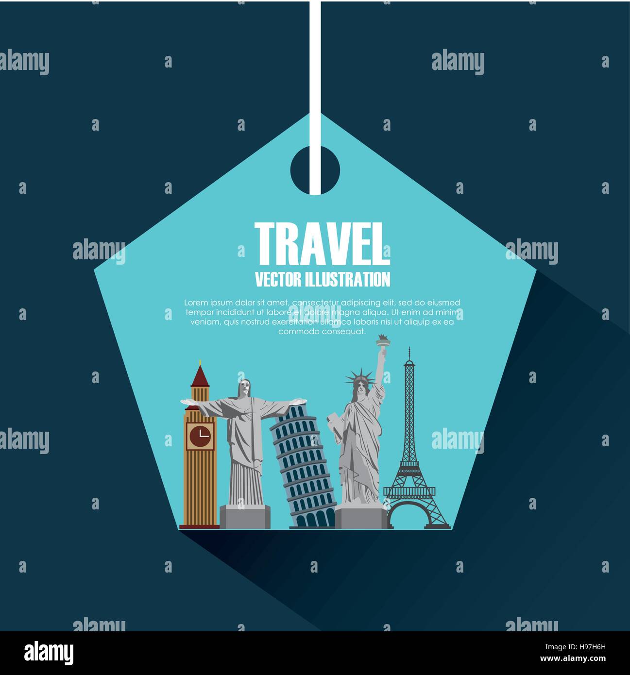 iconic monuments of the world in element and map over blue background ...