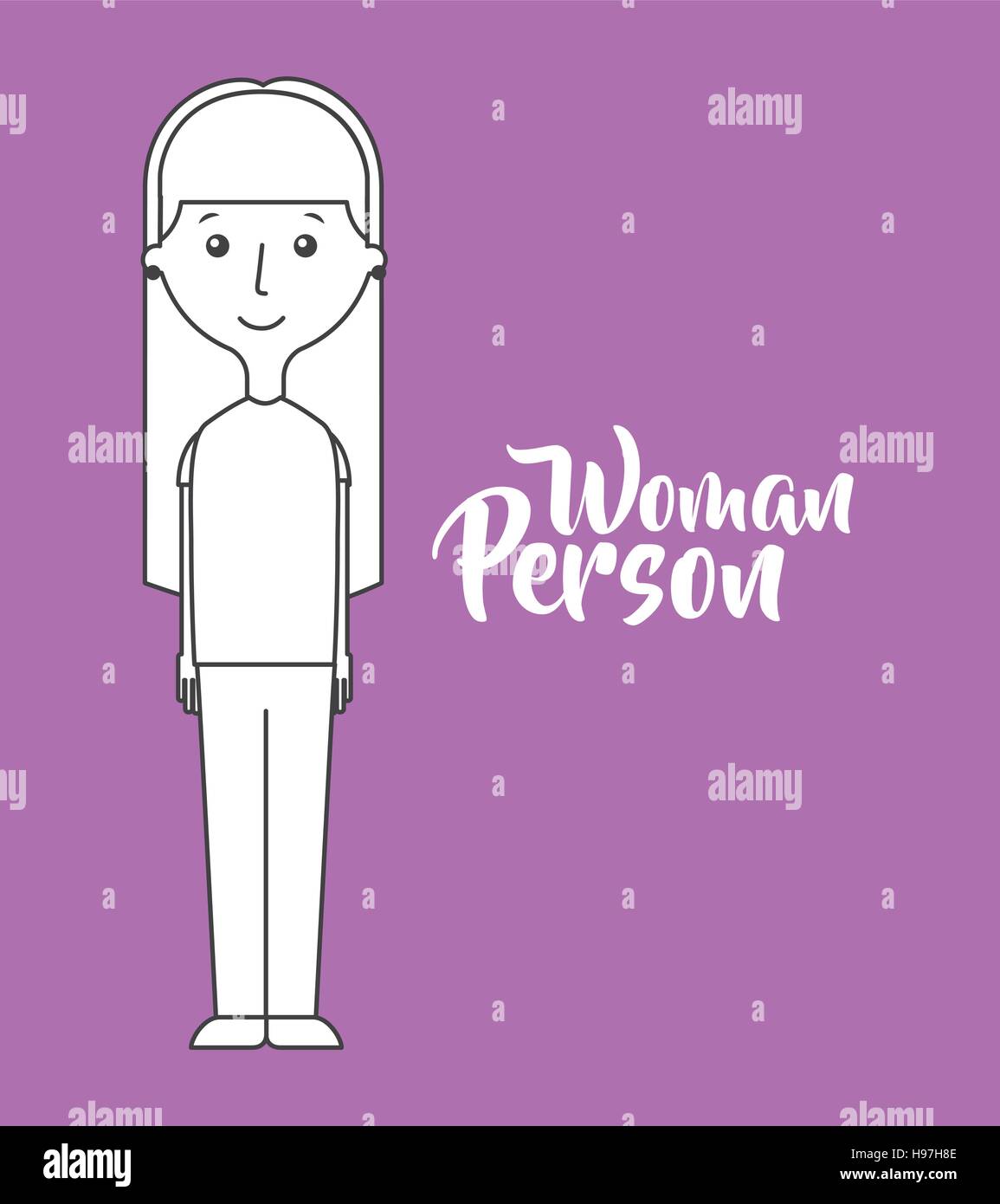 cartoon woman person standing over purple background. vector ...