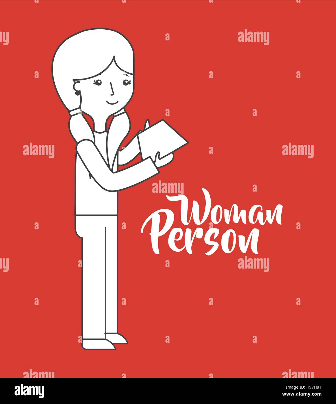 cartoon woman person standing over red background. vector illustration ...