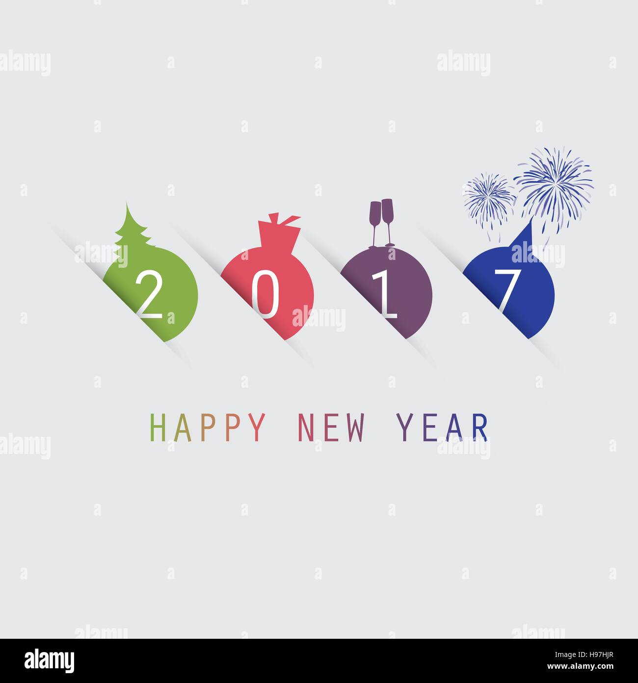 Simple Colorful New Year Card, Cover or Background Design Template ...