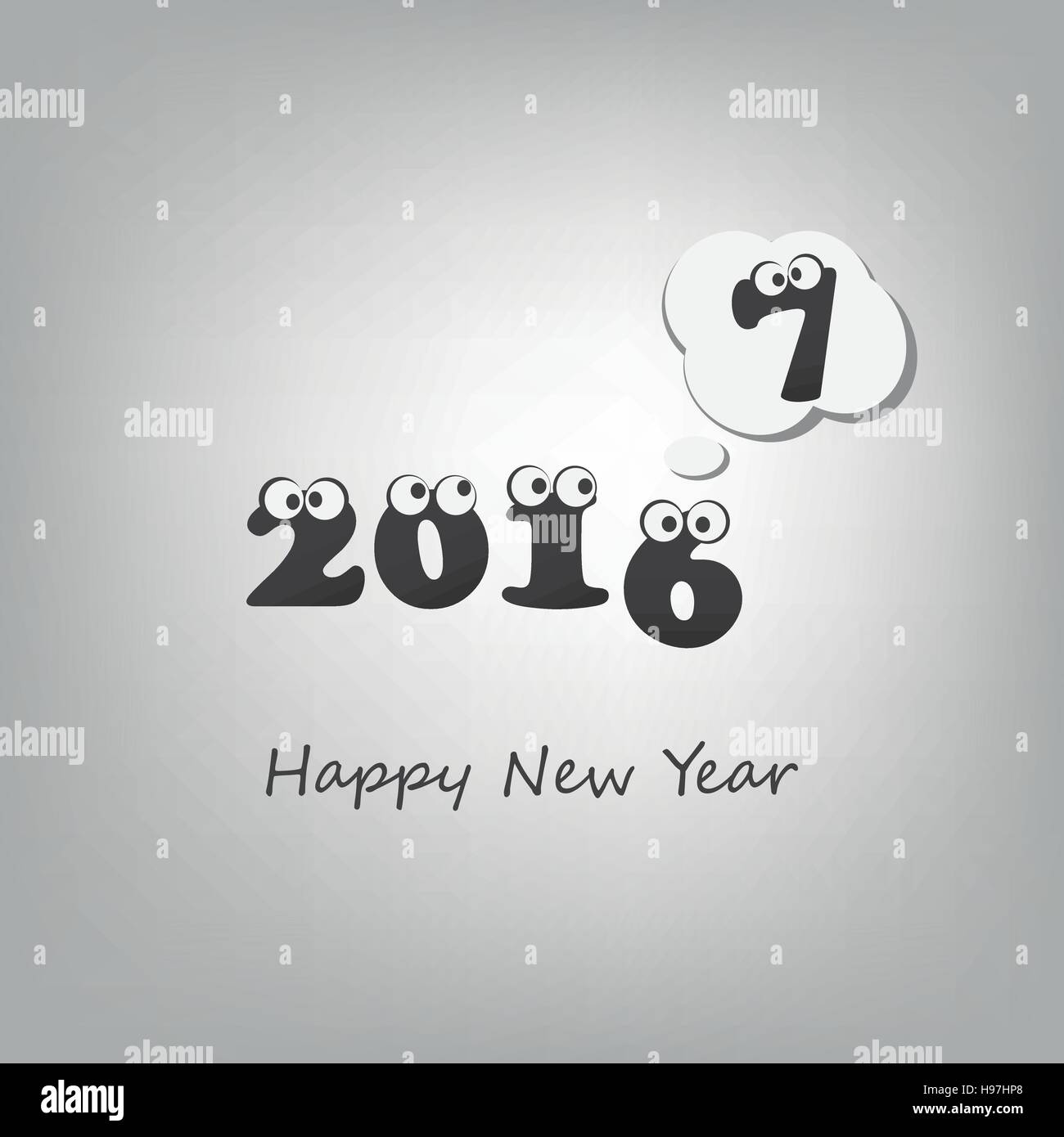 Another Year Passed - Numerals with Rolling Eyes - Abstract Black and ...