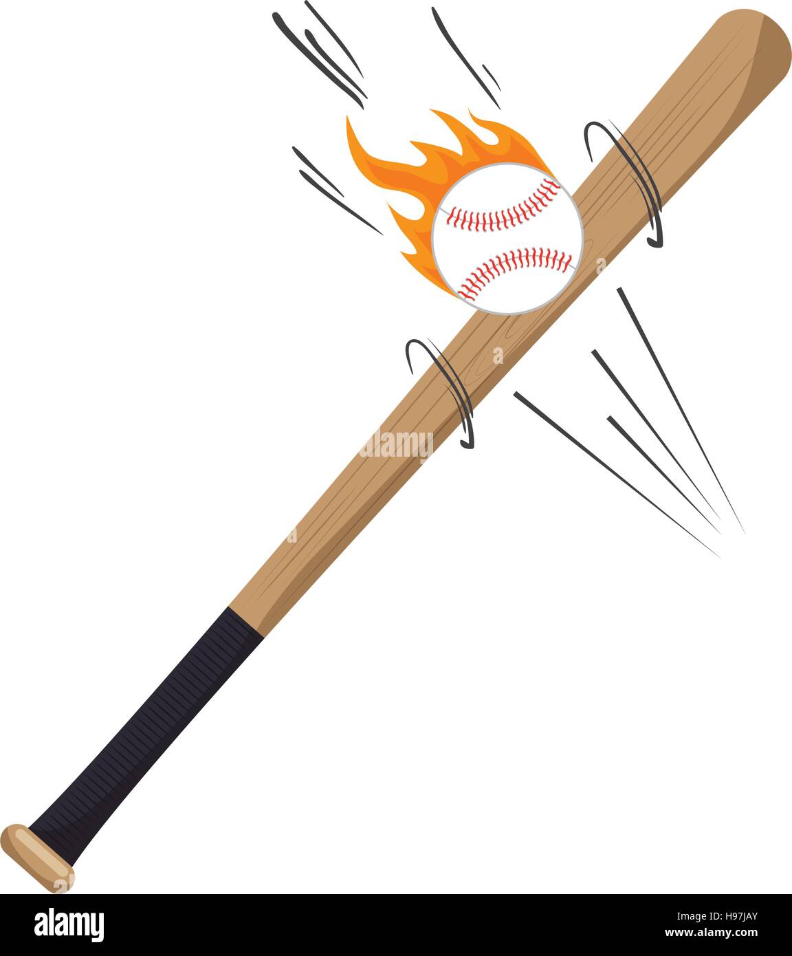 cartoon bat ball flame baseball icons vector illustration eps 10 Stock ...