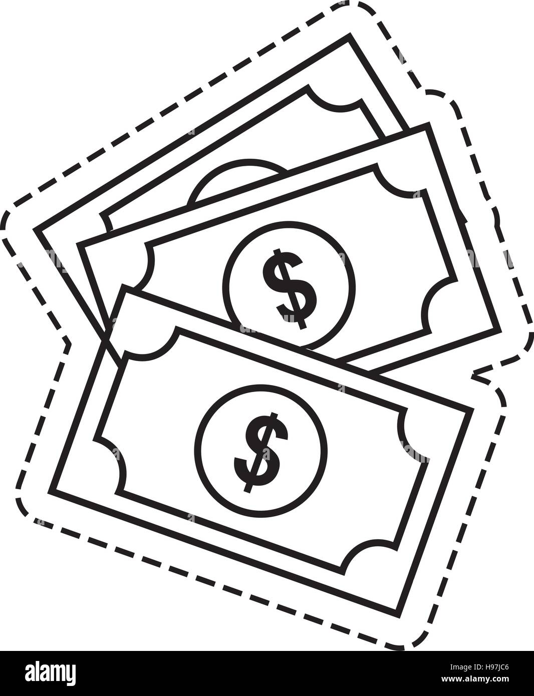 Money cut dollar illustration Black and White Stock Photos & Images - Alamy