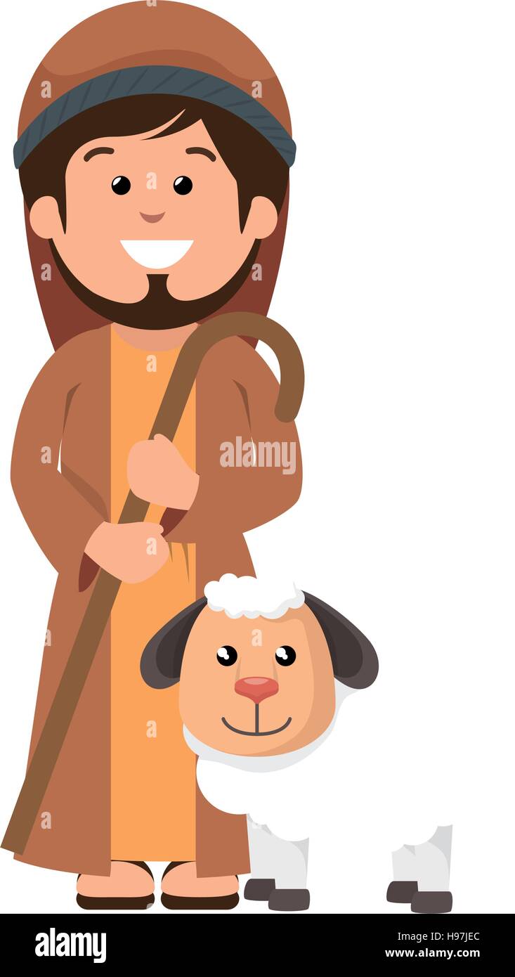 saint joseph manger character vector illustration design Stock Vector ...
