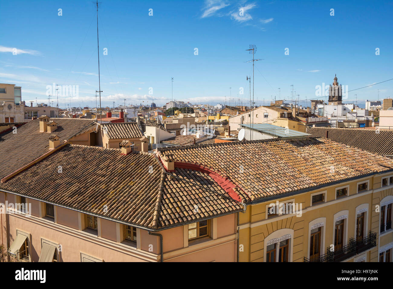 View of Valencia, Spain ,from Serrano Towers, ancient gate of the city ...