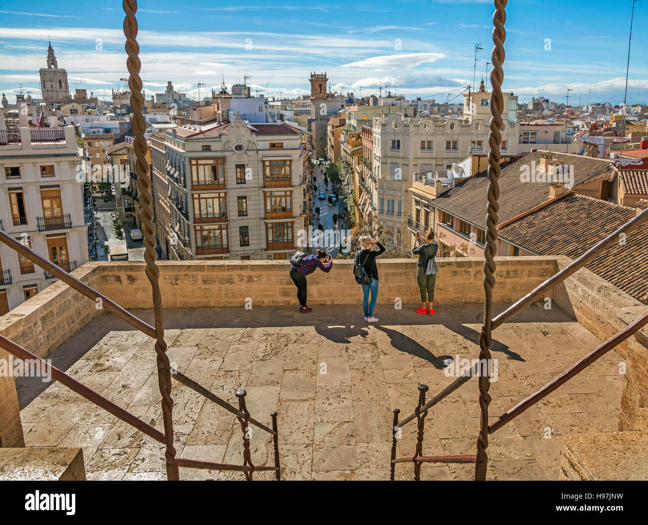 View of Valencia, Spain ,from Serrano Towers, ancient gate of the city ...