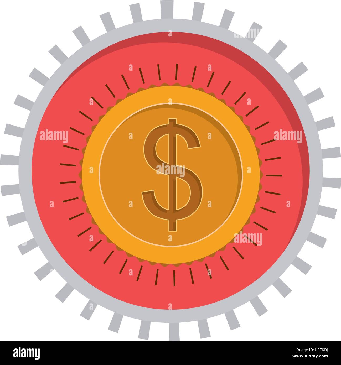 image with currency symbol dollar in toothed circle vector illustration ...