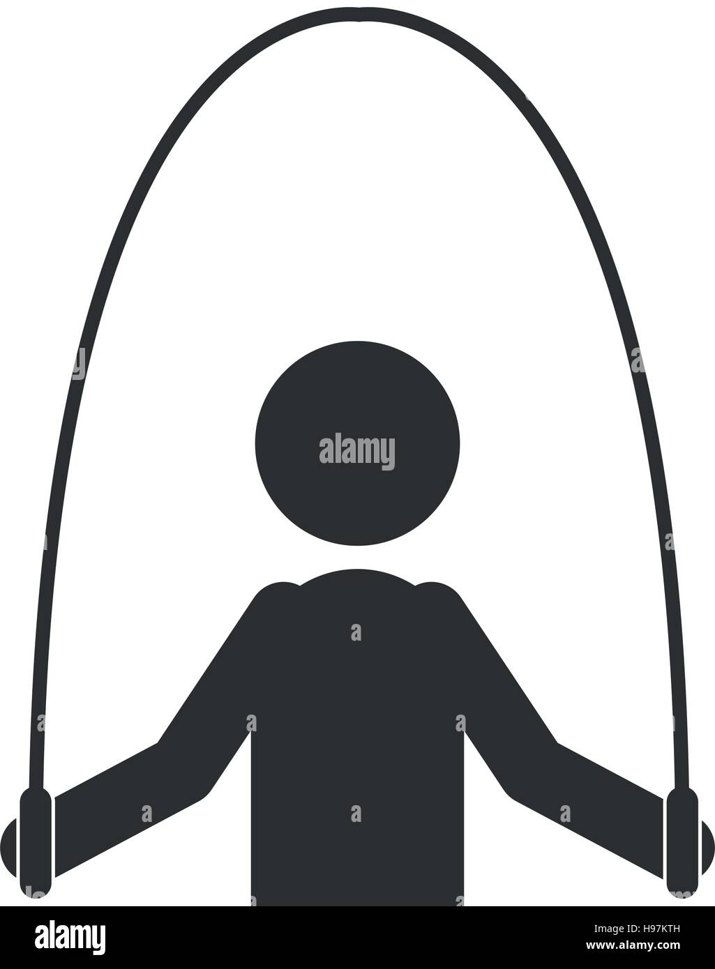 monochrome silhouette half body with man jump rope vector illustration ...