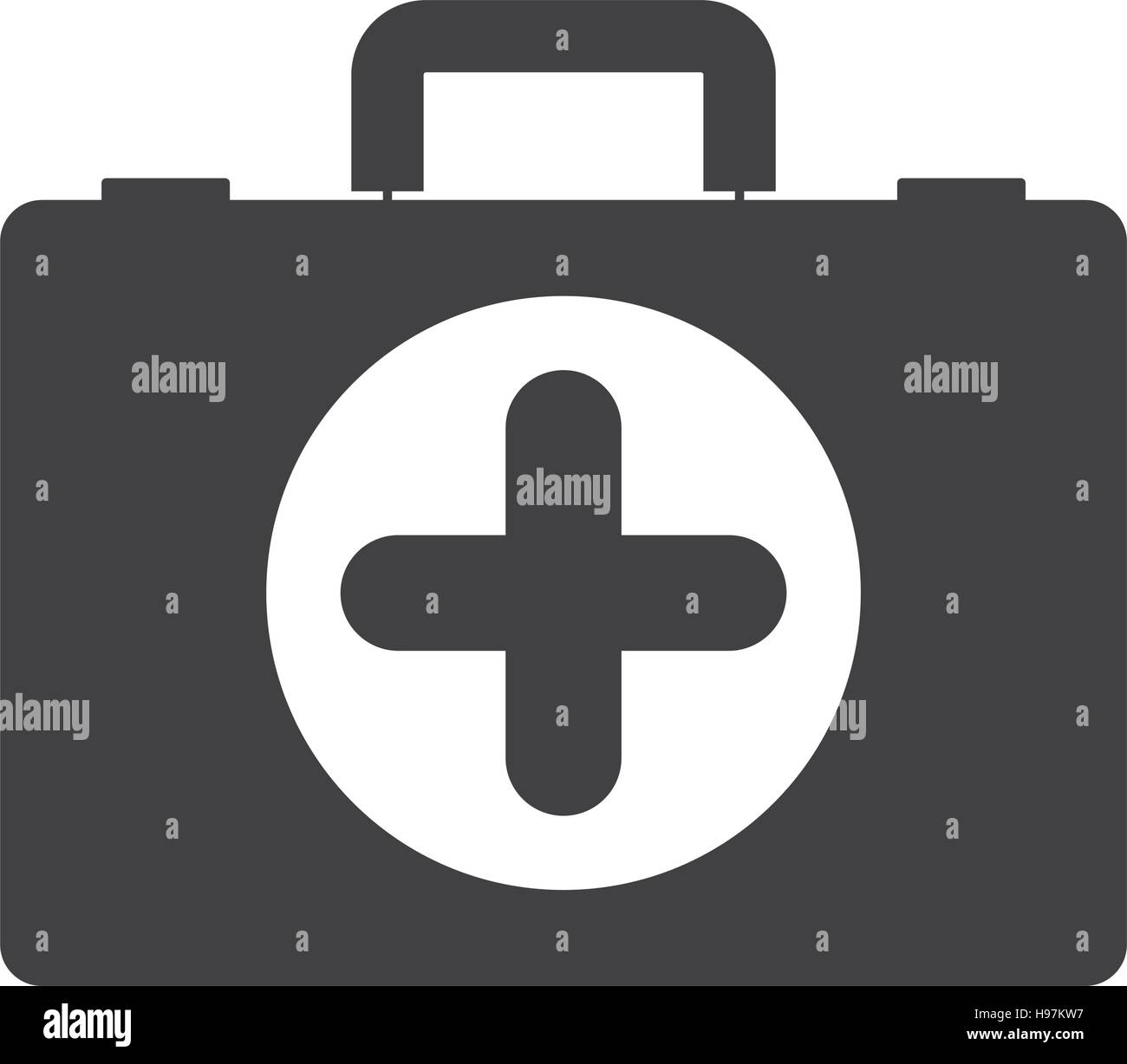 monochrome silhouette with first aid kit vector illustration Stock ...