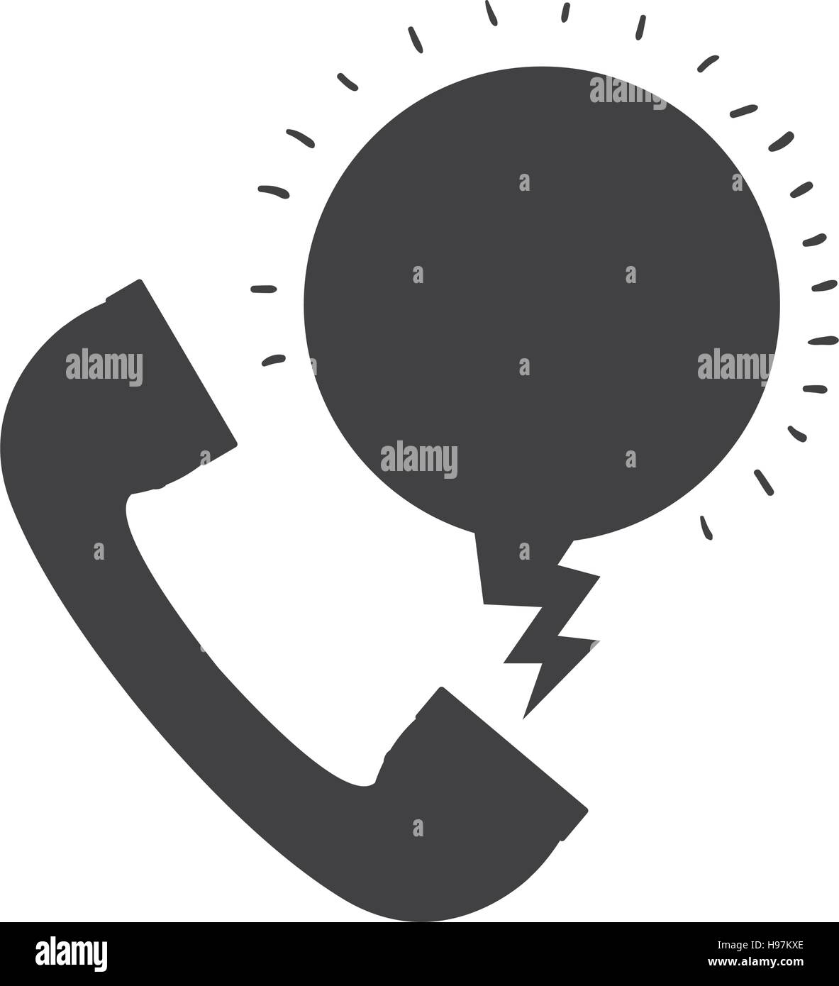 monochrome silhouette with telephone calling message vector ...
