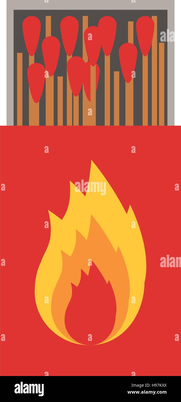 colorful silhouette of matchbox with logo flame vector illustration ...