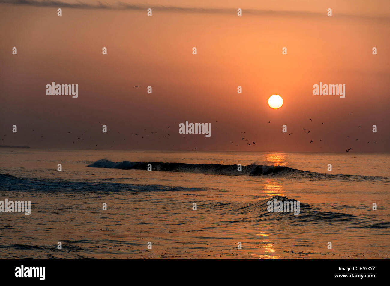 Amazing Sunset red sky waves at the beach in Salalah Oman 5 Stock Photo ...